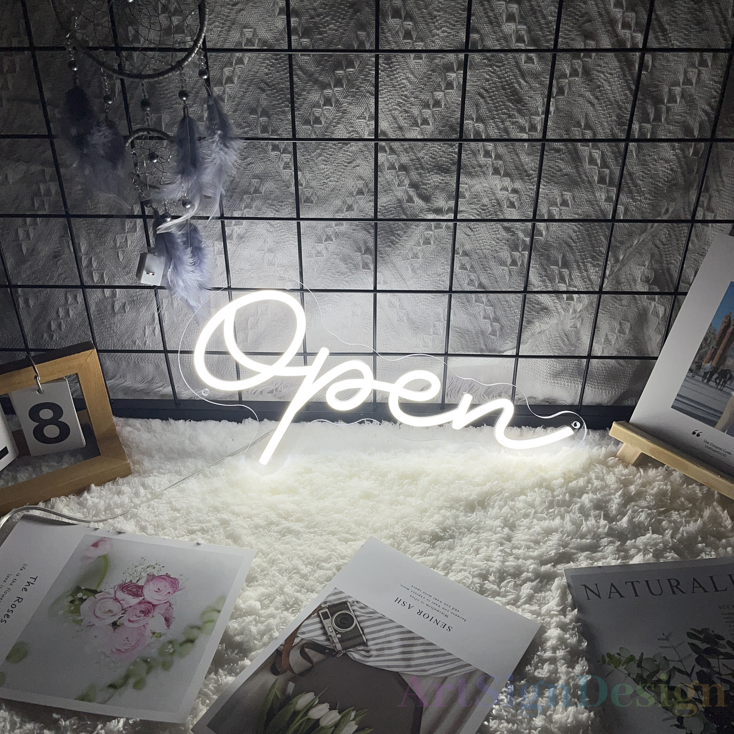 Open Neon Sign, Neon OPEN Sign Business Logo, Wall Light Hanging ...