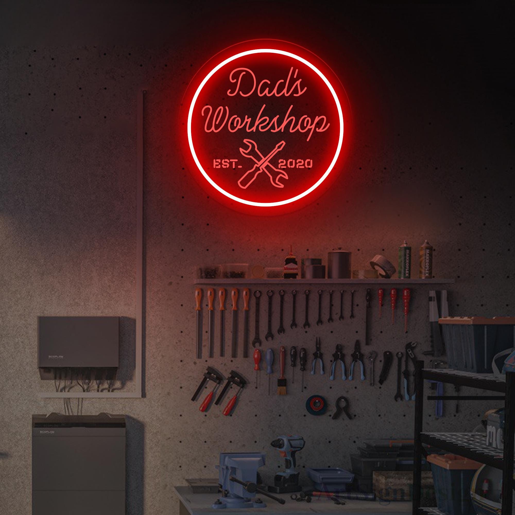 Custom Name Workshop Neon Sign, Custom Led Light Gift for Him, Workshop ...