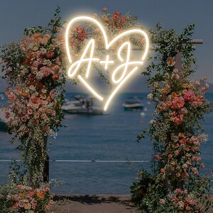 Custom Initials Heart Wedding Neon Sign, Wedding Initials Name Sign ...