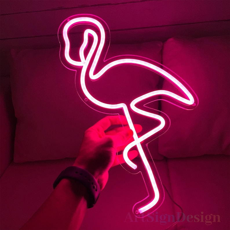 Custom Flamingo Neon Sign, Flamingo Wall Sign, Animal Neon Sign, Neon ...