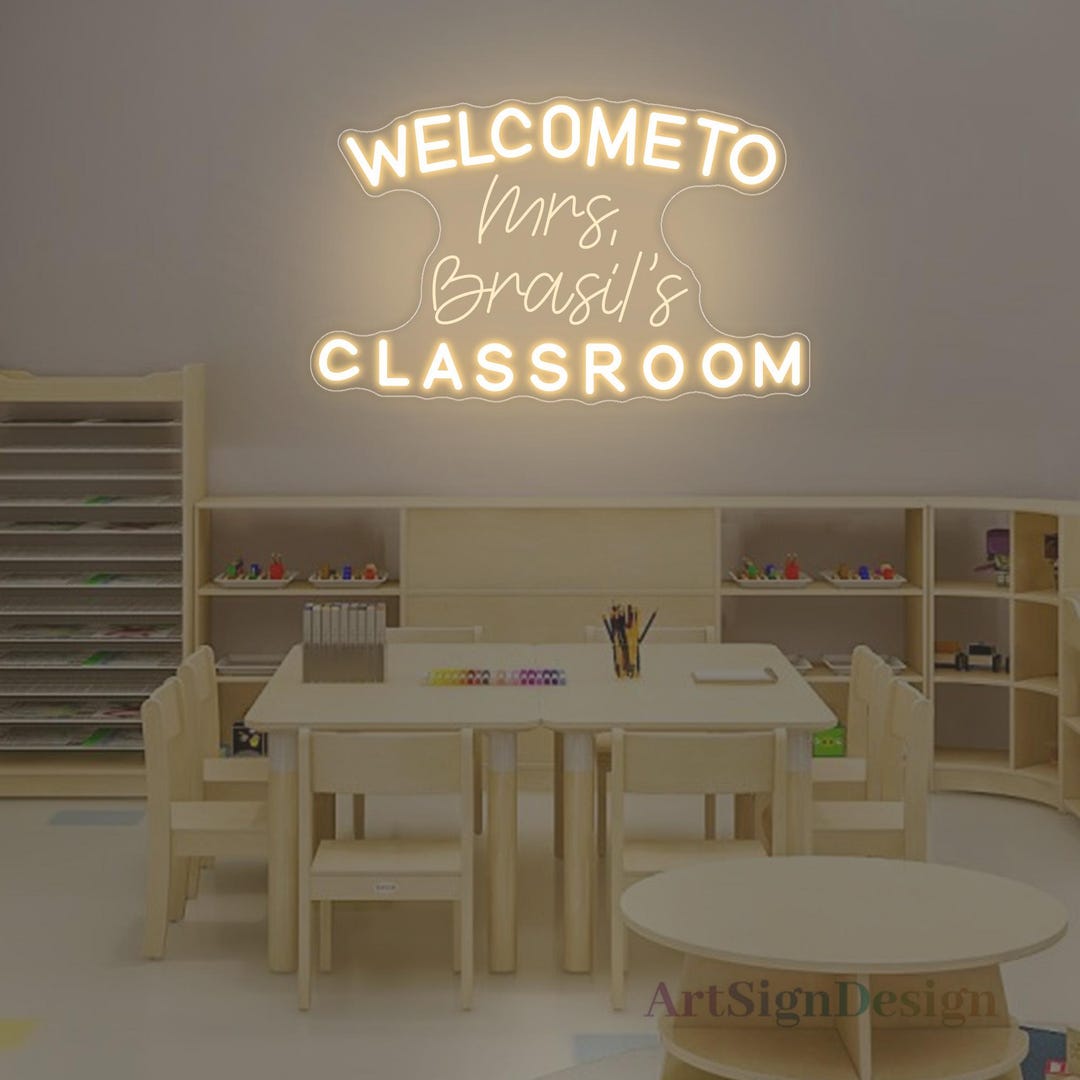 Custom Teacher Name Neon Sign for Classroom,teacher Name Sign, Welcome ...