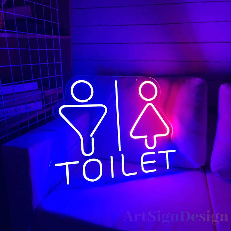 Male and Fimale Toilet Neon Sign Restroom Sign Bathroom Door Sign ...