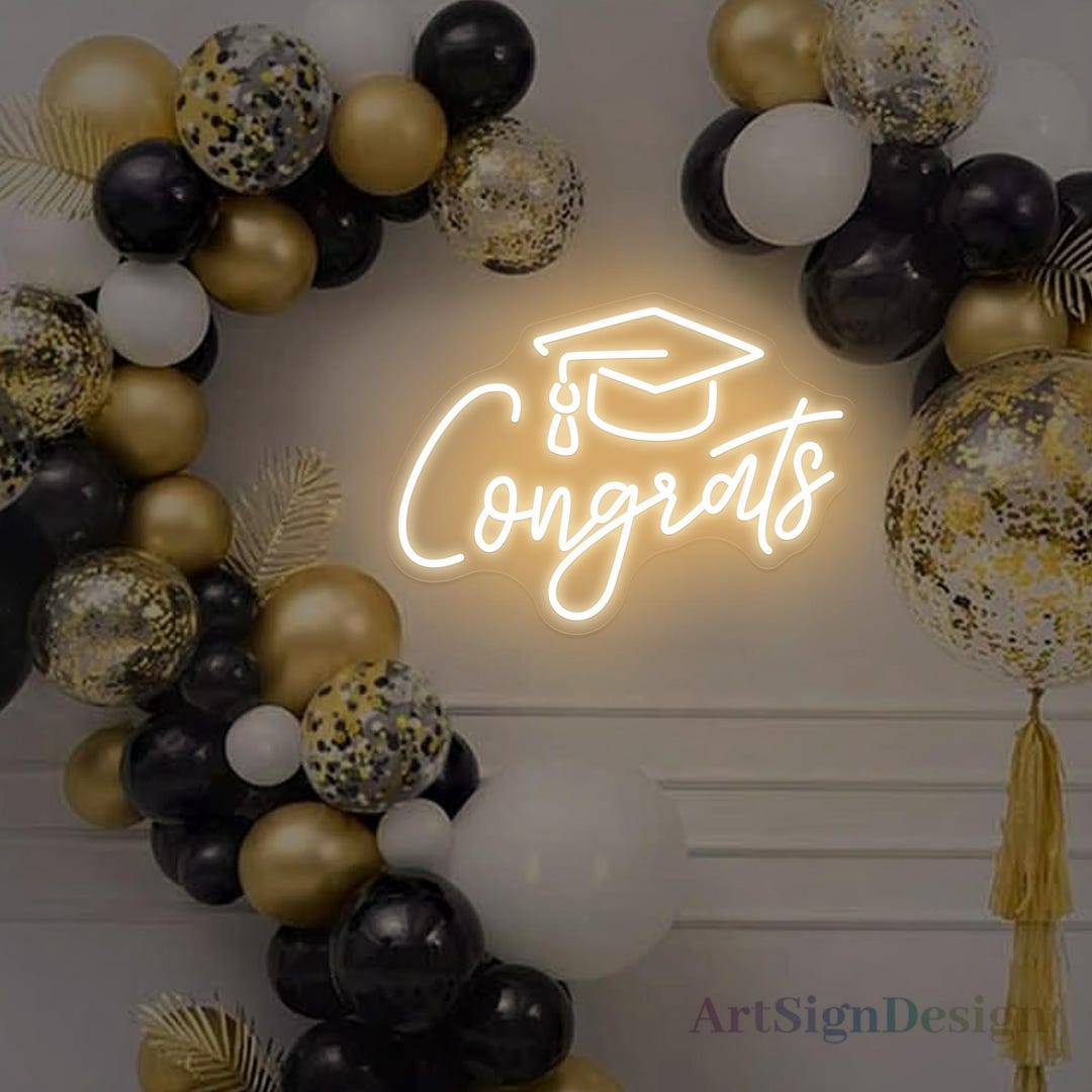 Congrats Neon Sign for Custom Graduation Party, College Congrats Grad ...