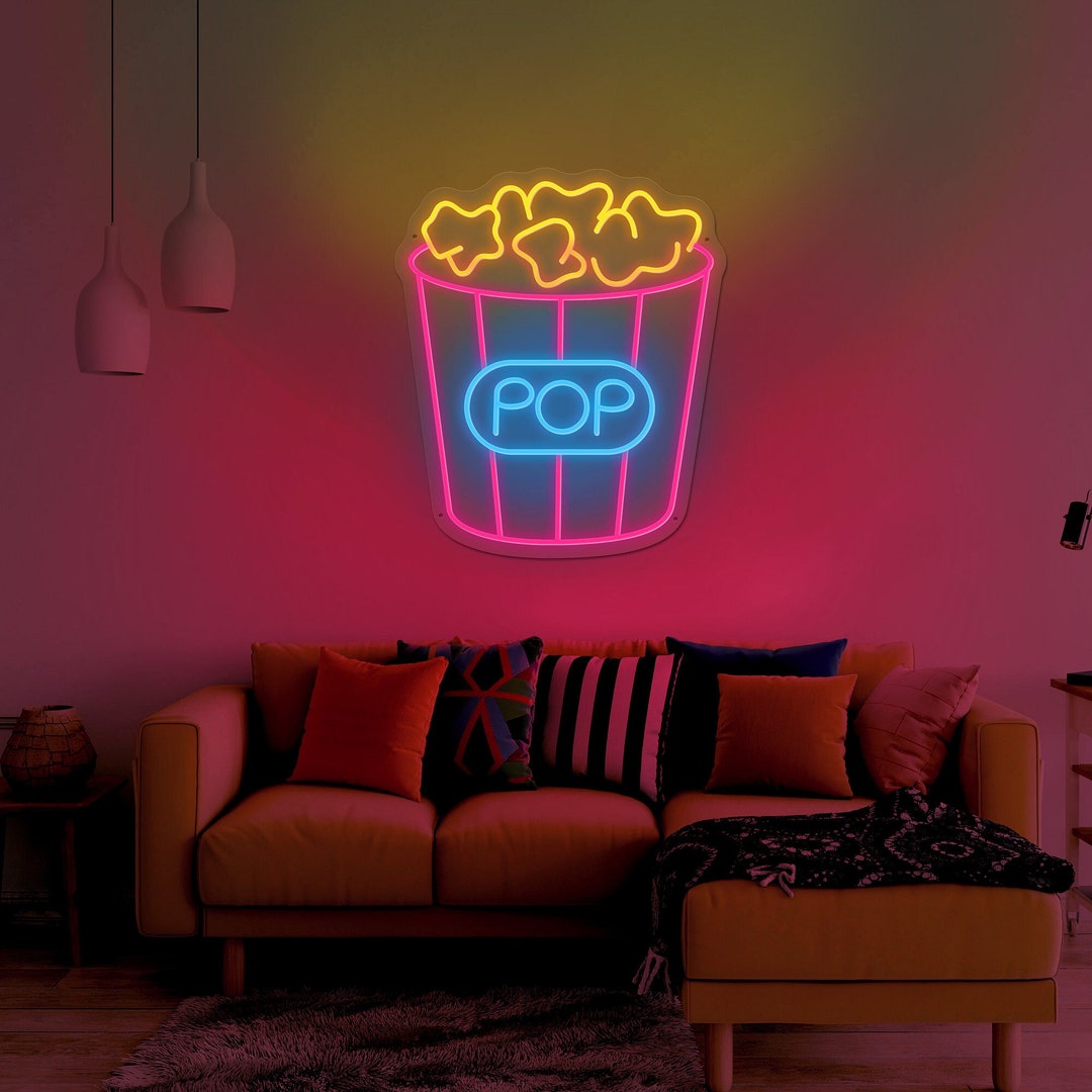 Popcorn Neon Lights, Popcorn Led Sign, Handcrafted Cinema Decor, Movie ...