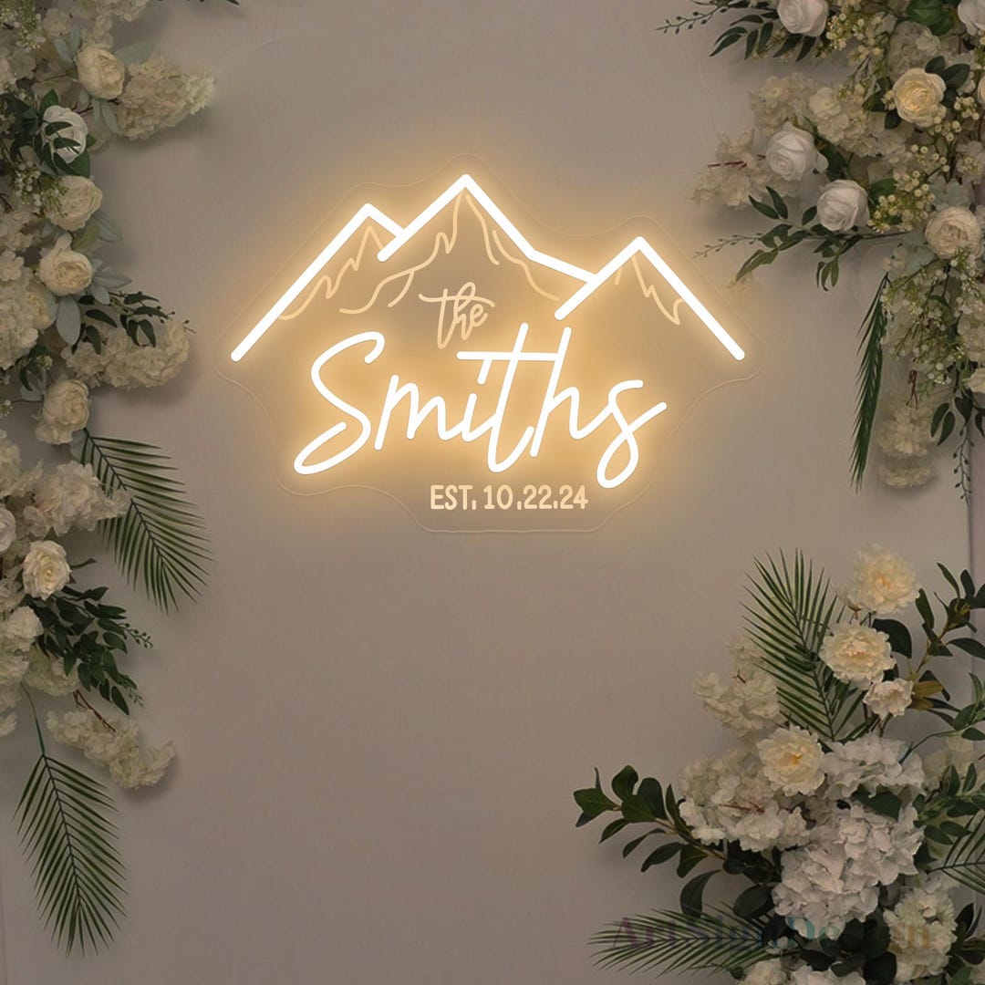 Custom Mountain Theme Wedding Neon Sign,couple Names Wedding Sign ...