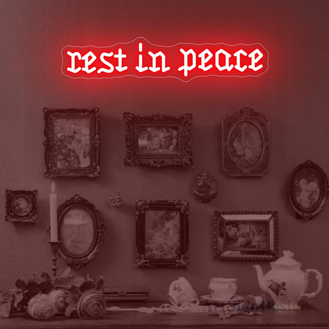 Rest in Peace Neon Sign , Gothic Black Bedroom Wall Decor, Custom ...