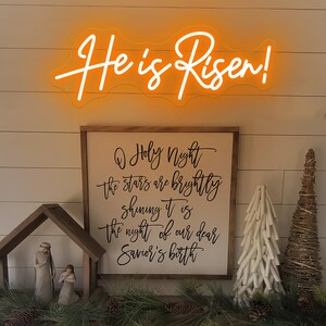 He is Risen Neon Sign,custom Jesus Neon Sign,happy Easter Wall Decor ...