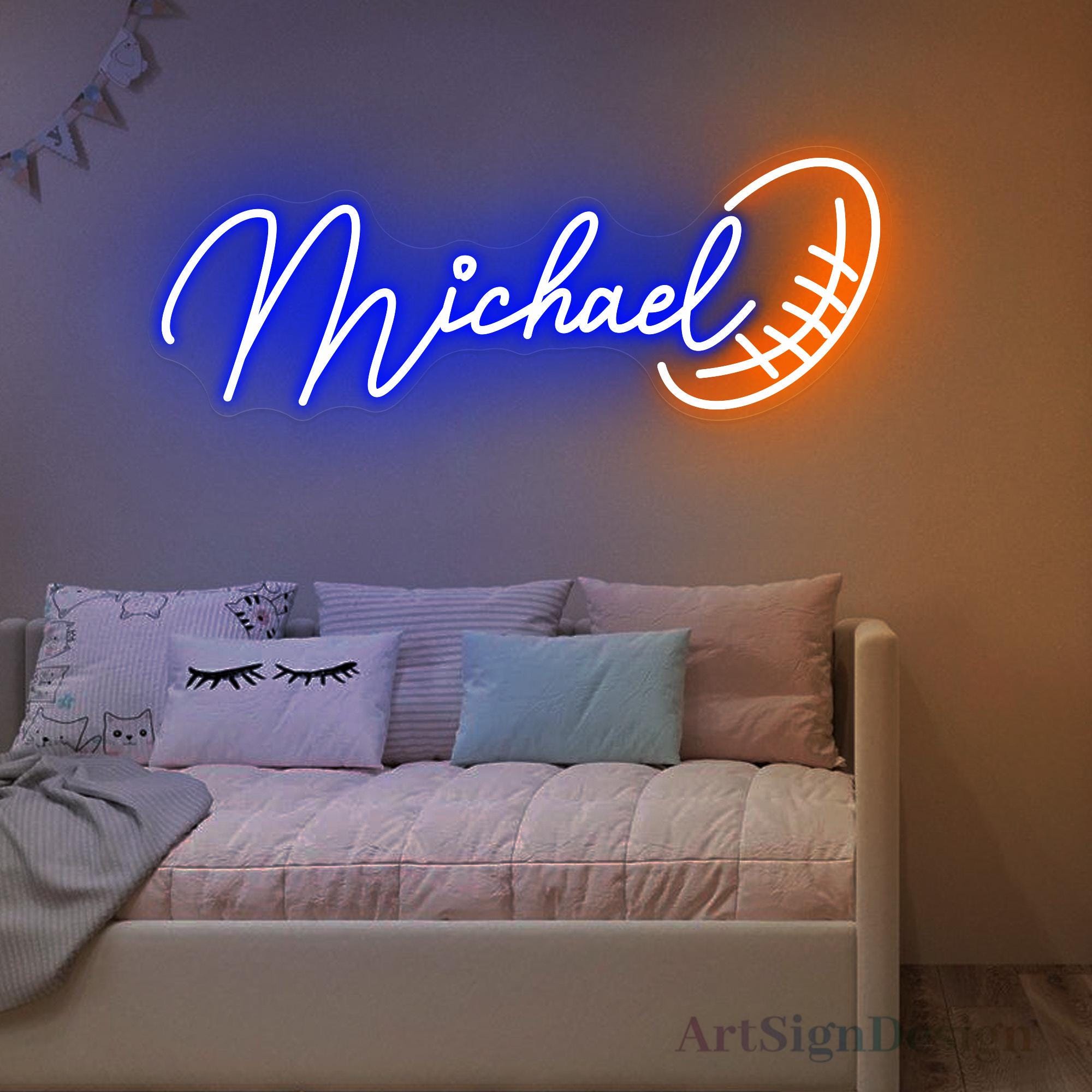 Custom Sport Ball Name Neon Sign for Kids Bedroom, Basketball ...