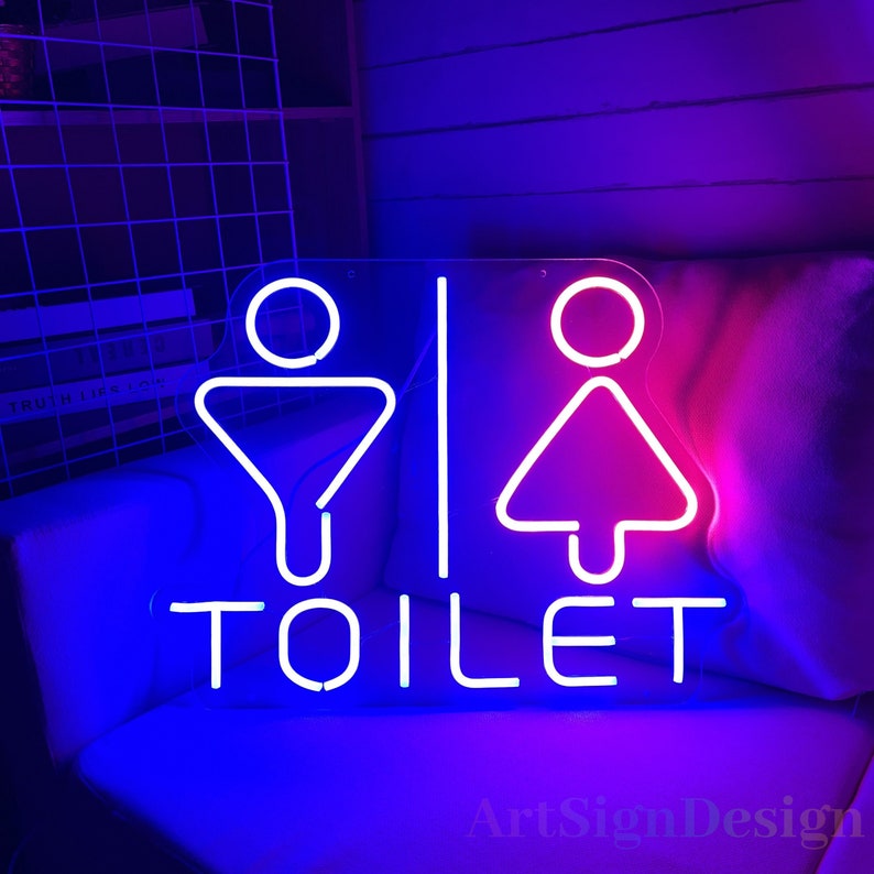 Male and Fimale Toilet Neon Sign Restroom Sign Bathroom Door Sign ...