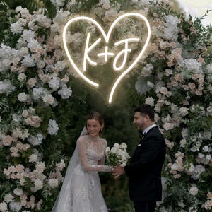 Custom Initials Heart Wedding Neon Sign, Wedding Initials Name Sign ...
