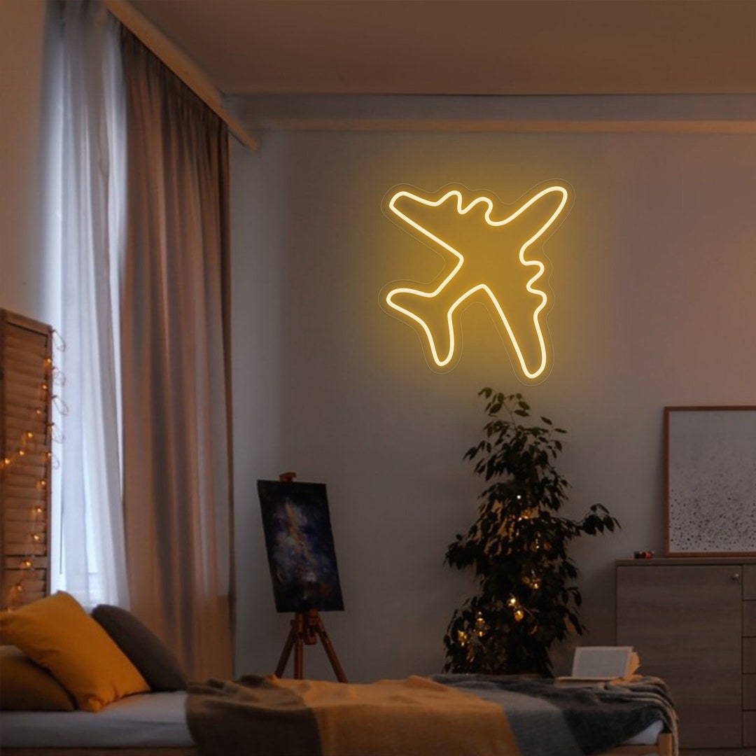Aeroplane Neon Sign, Aeroplane Decoration, Minimalist LED Neon Light ...