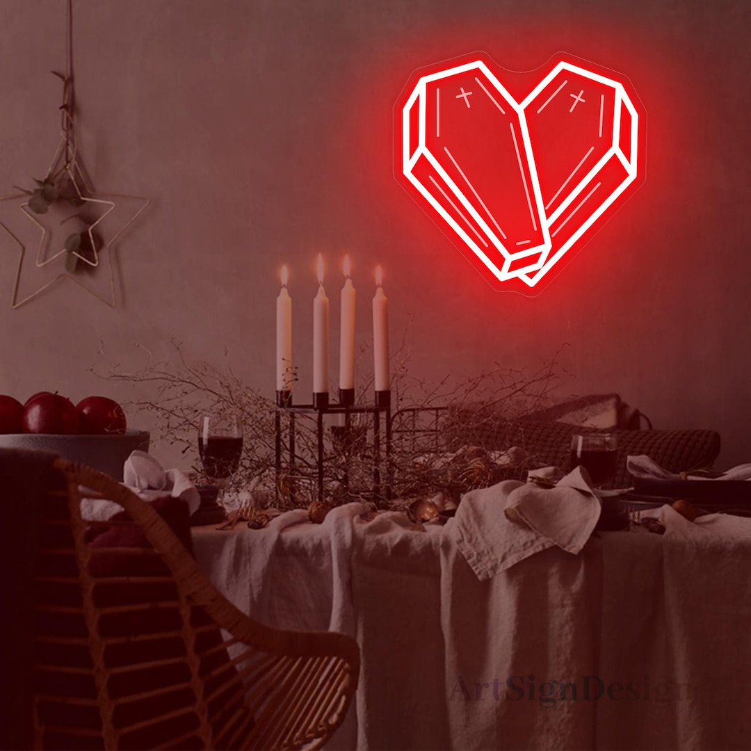 Coffin Heart Neon Sign,custom Coffin Sign,heart Coffin LED Sign Gothic ...