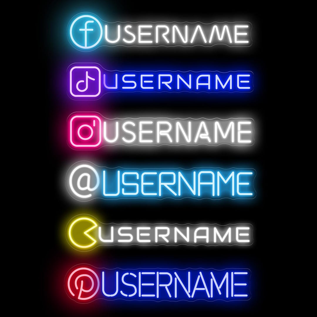Custom Gamer Tag Neon Sign,social Media Neon Sign, Game Room Decor ...