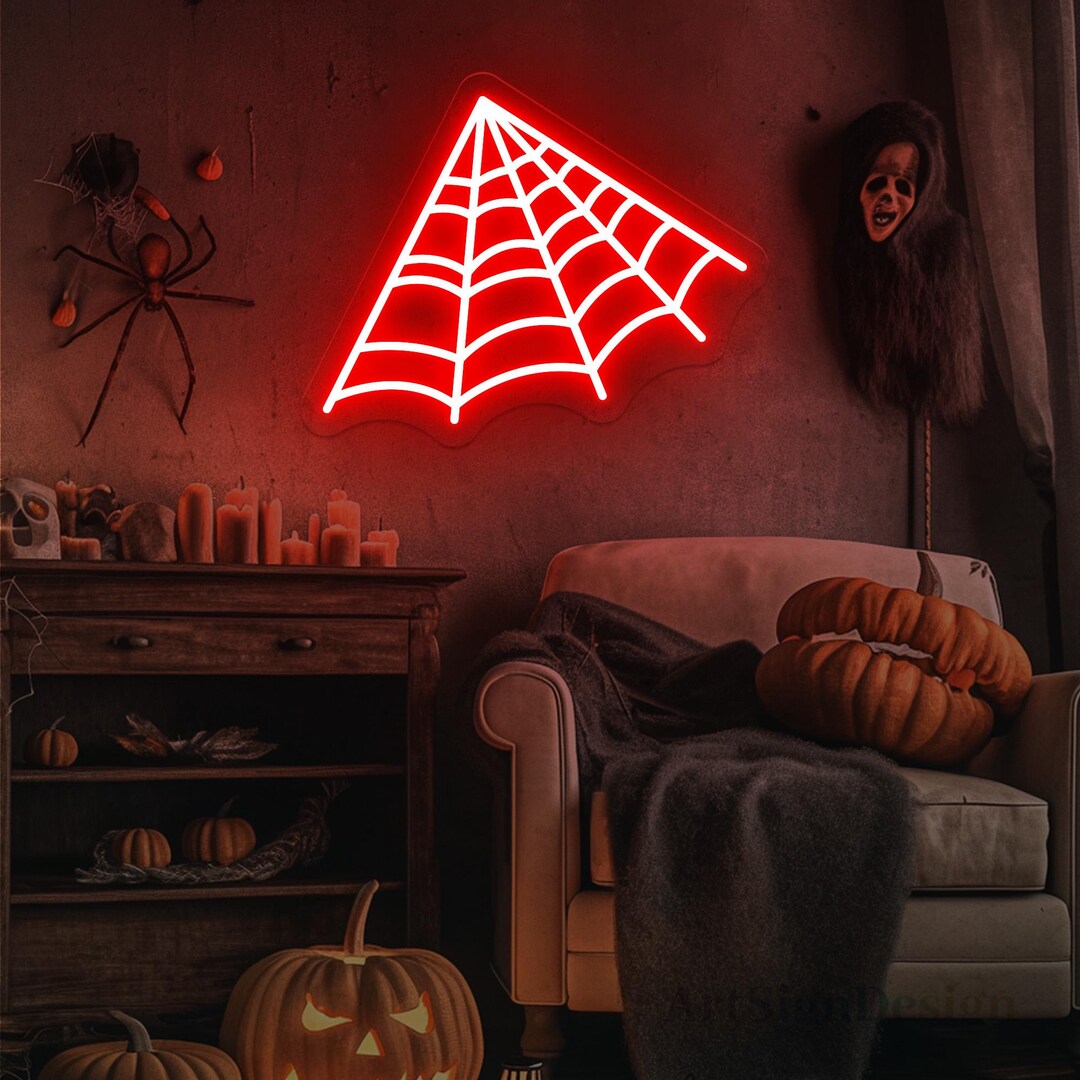 Spider Web Neon Sign,halloween LED Sign ,spider Web Neon Decor ...