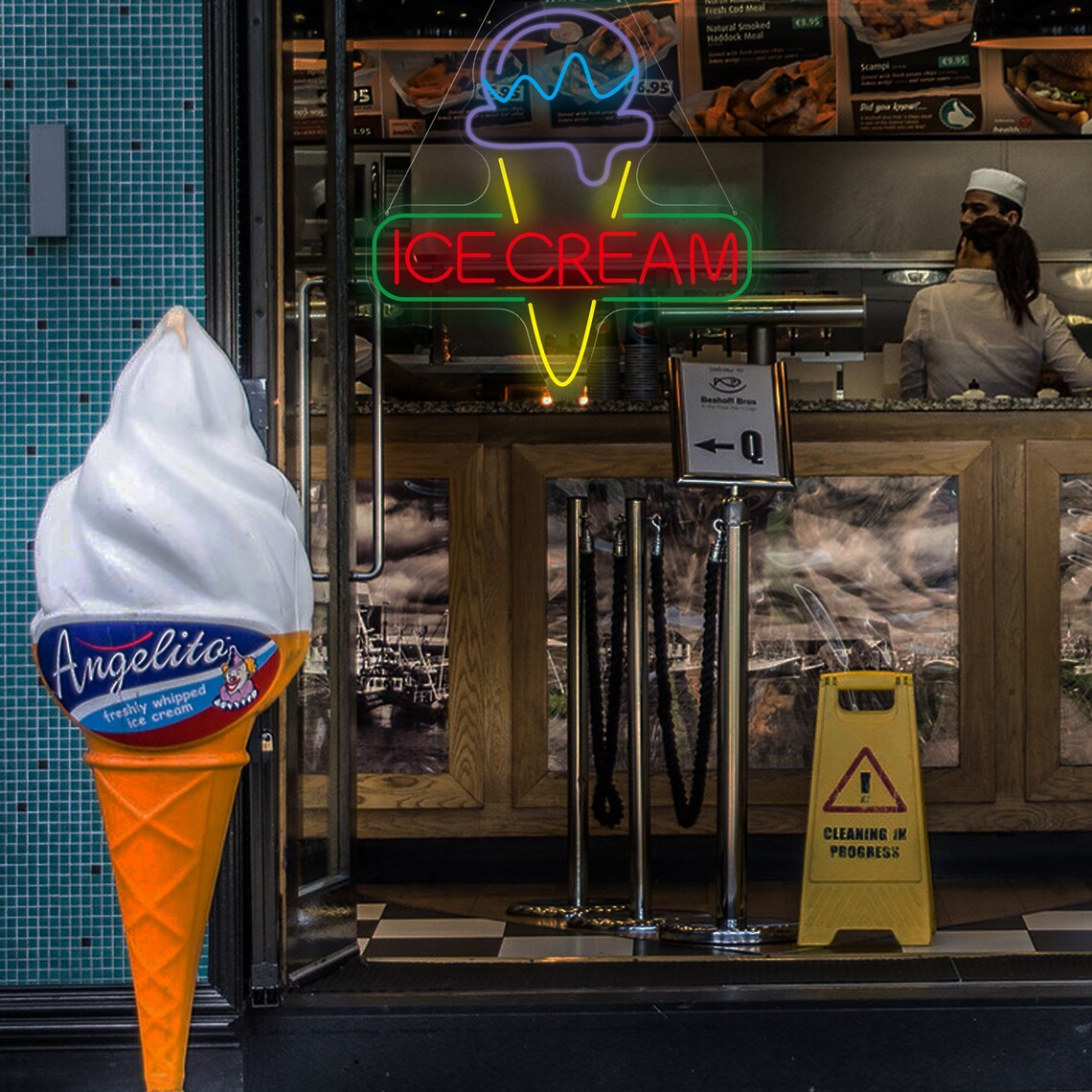 Ice Cream Neon Sign, Ice Cream Bar Sign, Ice Cream Sign, Ice Cream ...