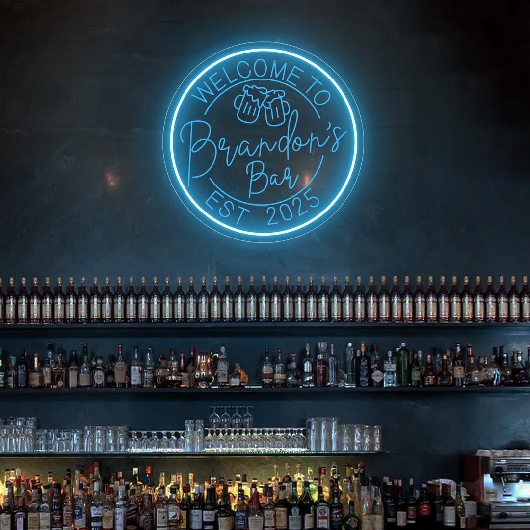 Custom Name Bar Neon Sign, USB Engraved Home Bar Wall Decor Cocktail ...