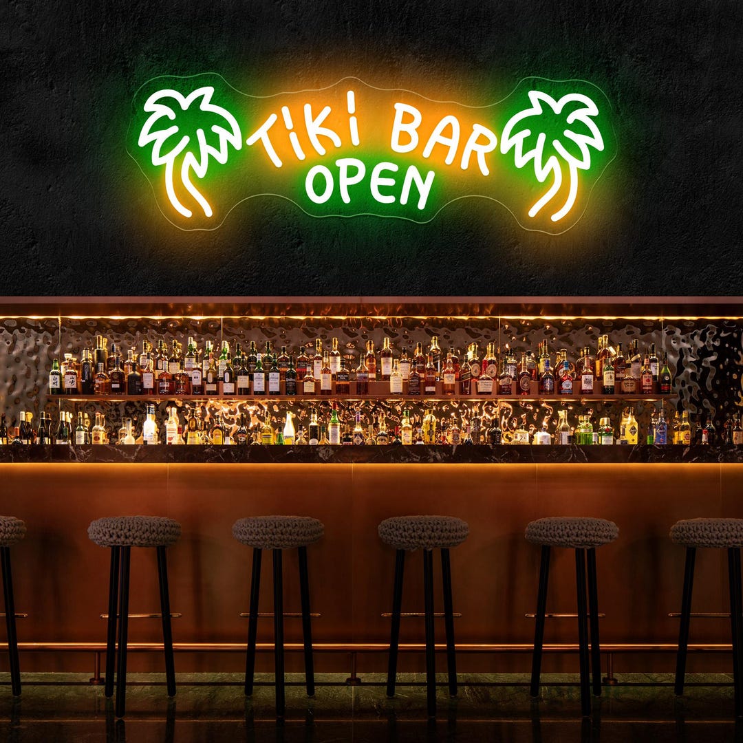 Tiki Bar Open Neon Art Sign,retro Decor Bar Wall Sign Decor,bar Club ...