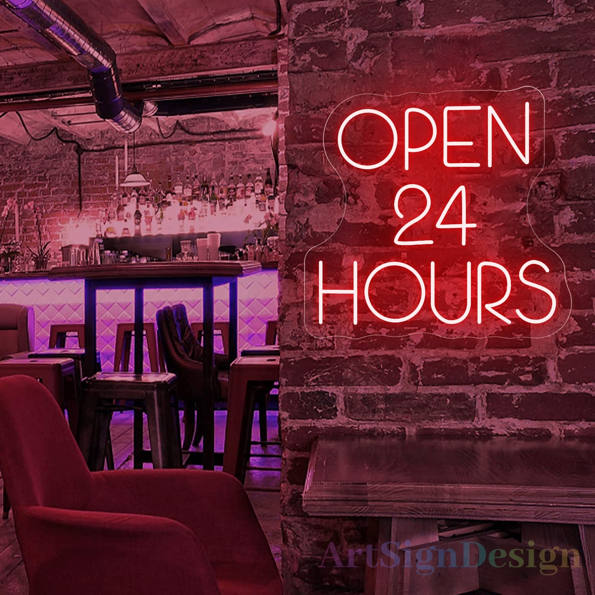 Open 24 Hours Neon Lights, 24h Open Led Sign, Open Neon Sign, Window ...