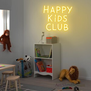 Happy Kids Club Neon Sign,kid's Room Decor,boy/girl Playroom Signs ...