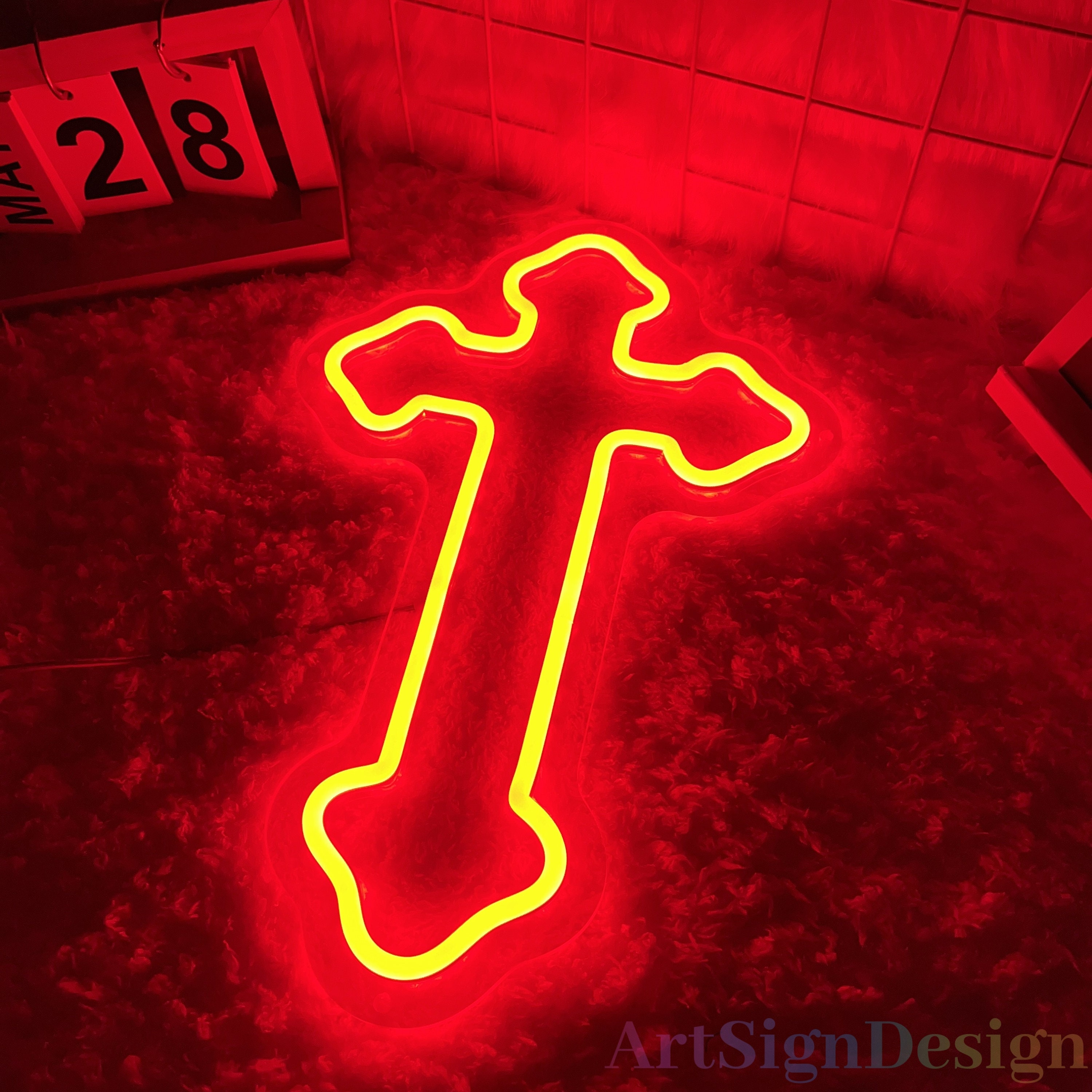 Cross Neon Sign, Holy Cross Neon Light, Christian Cross Symbol, Cross ...