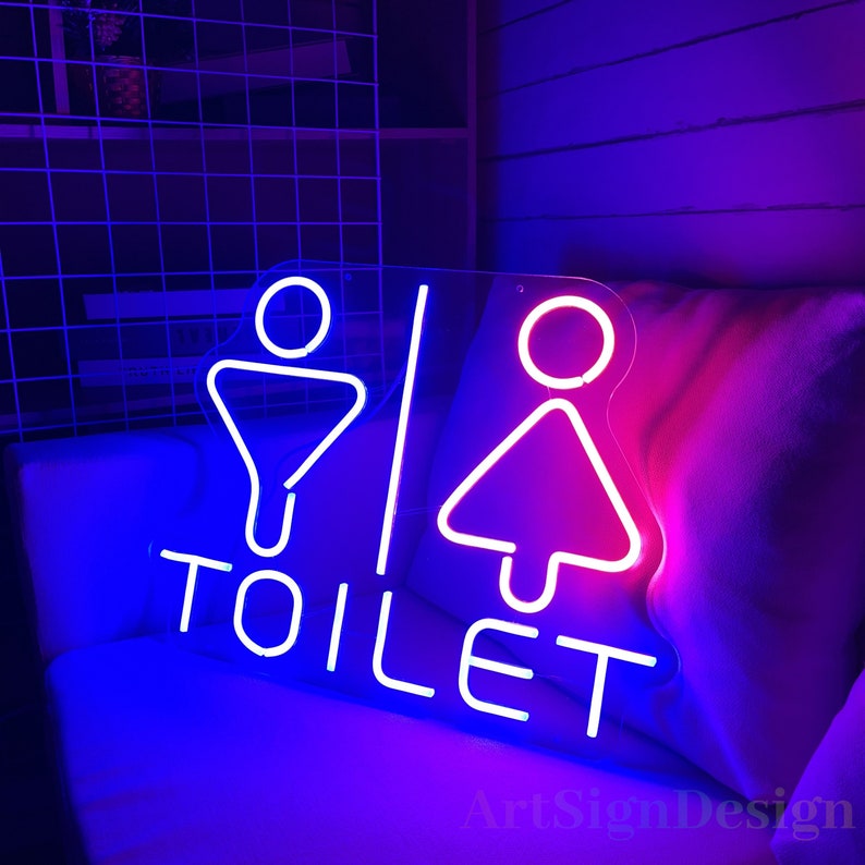 Male and Fimale Toilet Neon Sign Restroom Sign Bathroom Door Sign ...