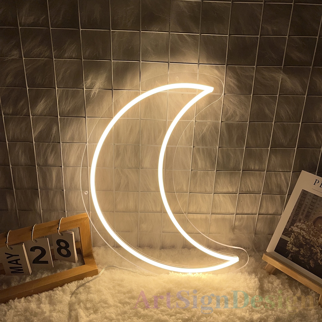 Moon Decor Neon Light, Kids Room Decor, Personalized LED Neon Light ...