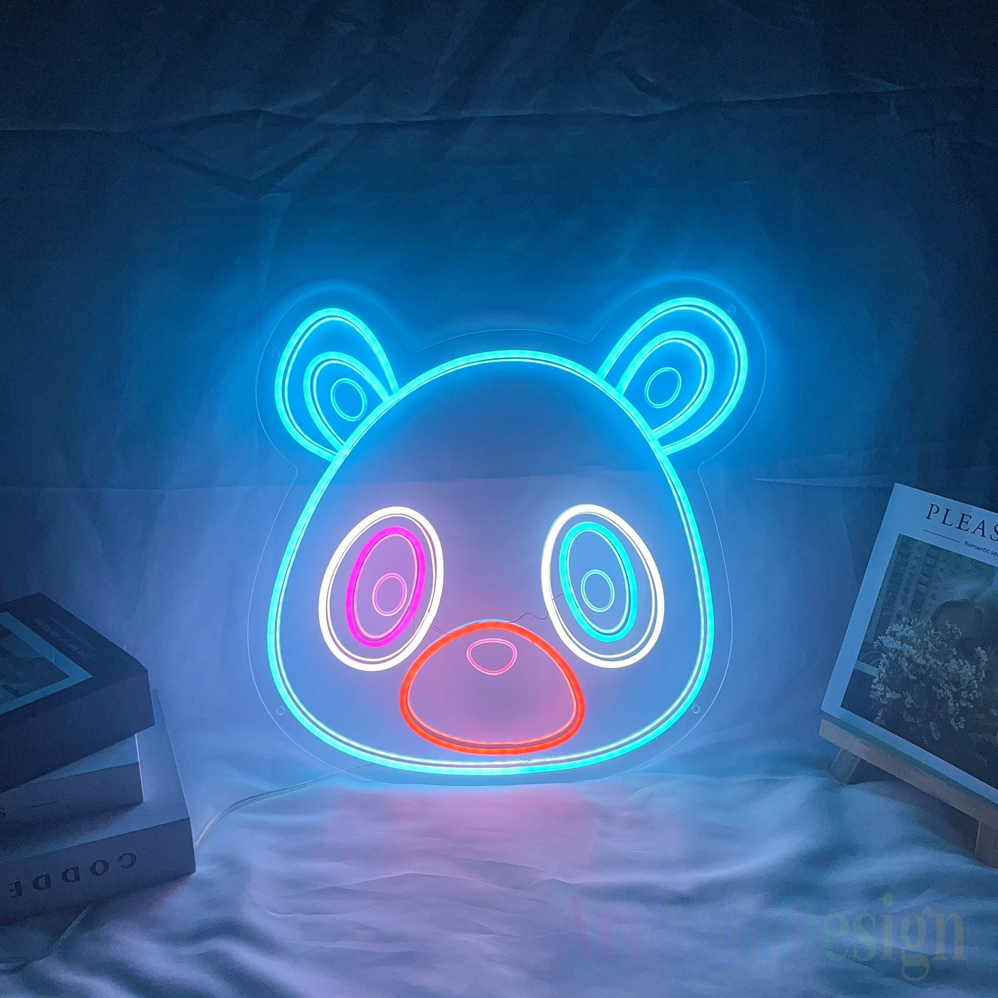 Bear Neon Signs, Graduation Bear Signs, Home Room Wall Decor, Kids Room ...