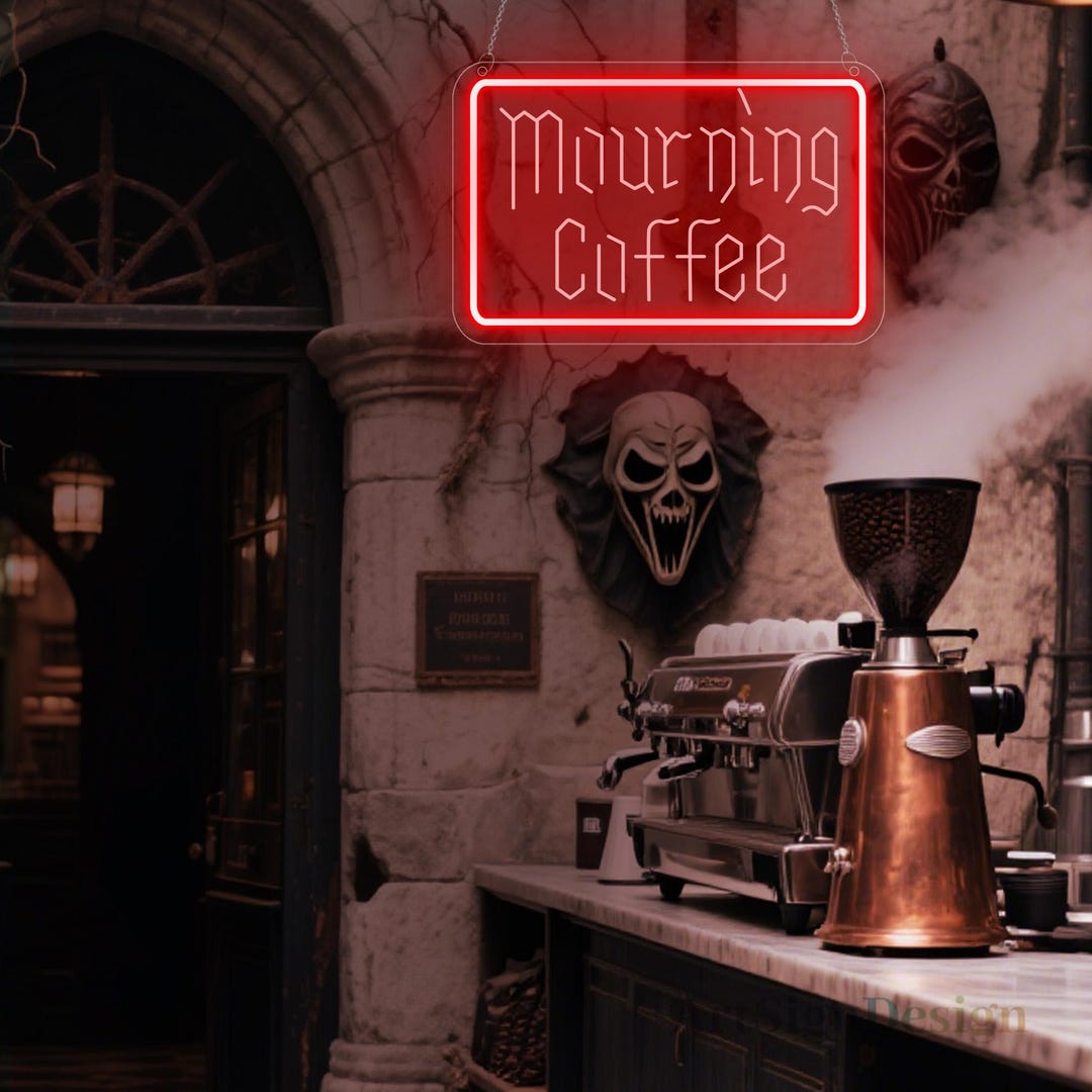 Mourning Coffee Neon Sign Gothic Coffee Bar Open Sign,dark Humor Gifts ...