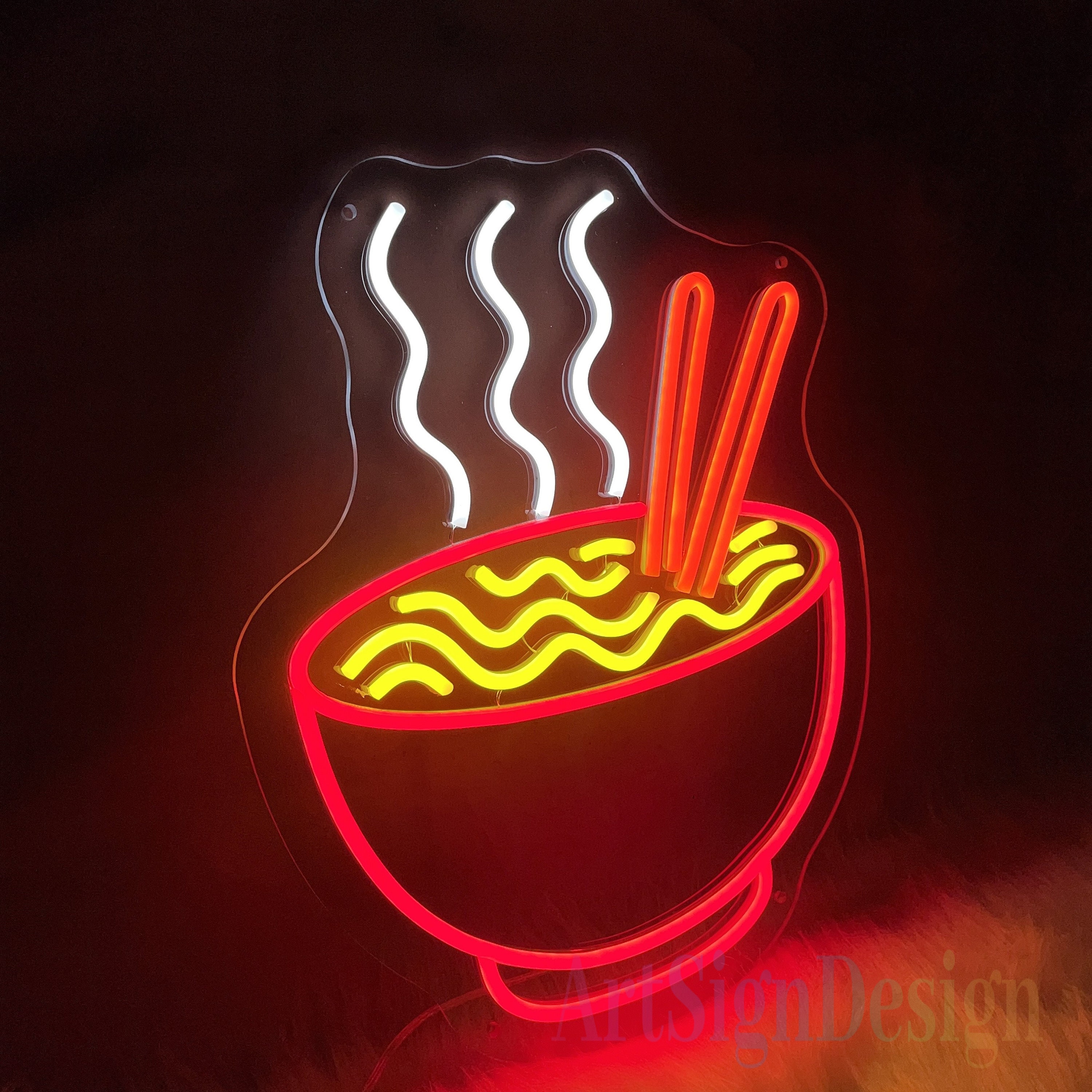 Ramen Bowl LED Neon Sign, Custom Japanese Noodles Restaurant, Kitchen ...