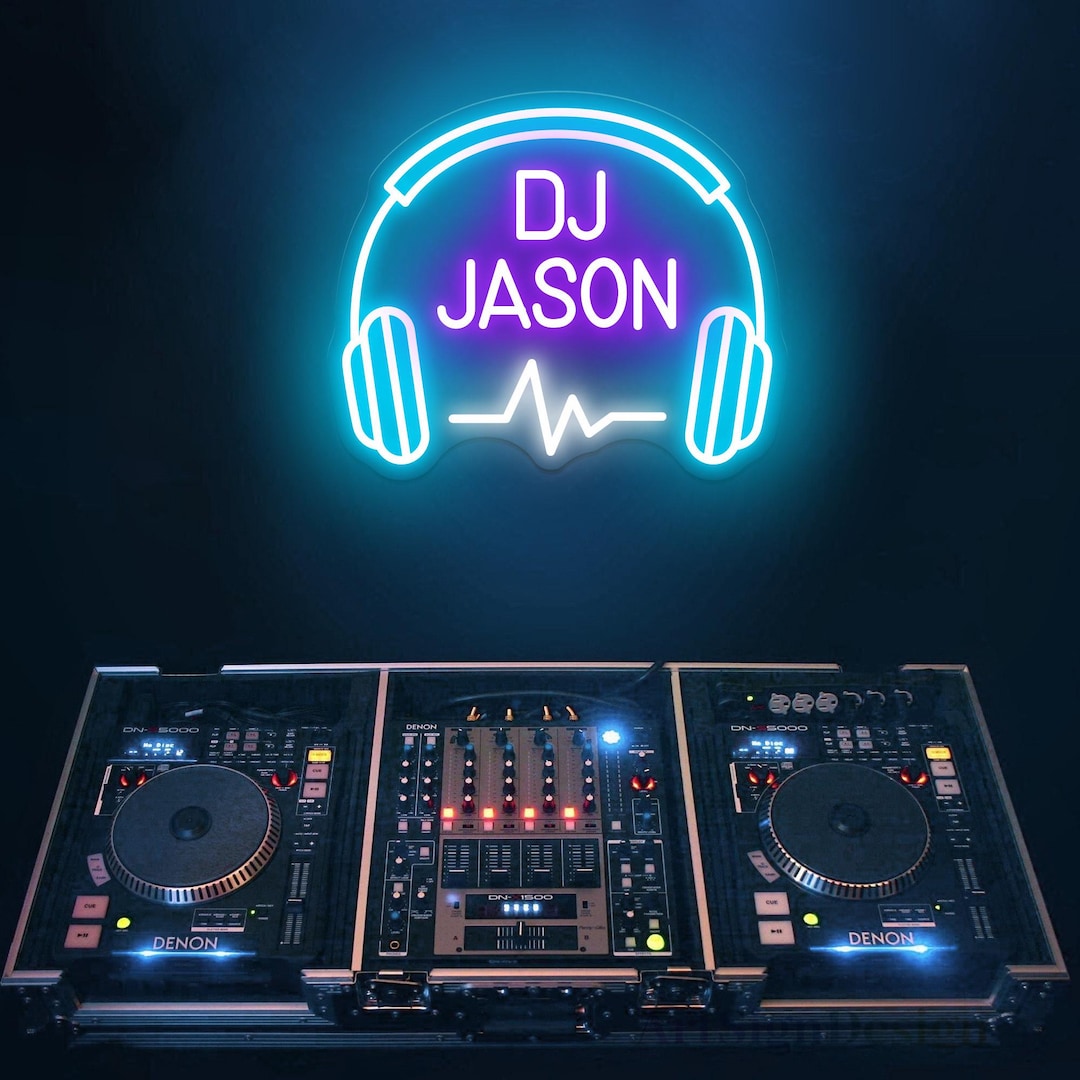 Custom DJ Name Neon Sign, Personalized Headphones Neon, Music Room Neon ...