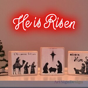 He is Risen Neon Sign,custom Jesus Neon Sign,happy Easter Wall Decor ...