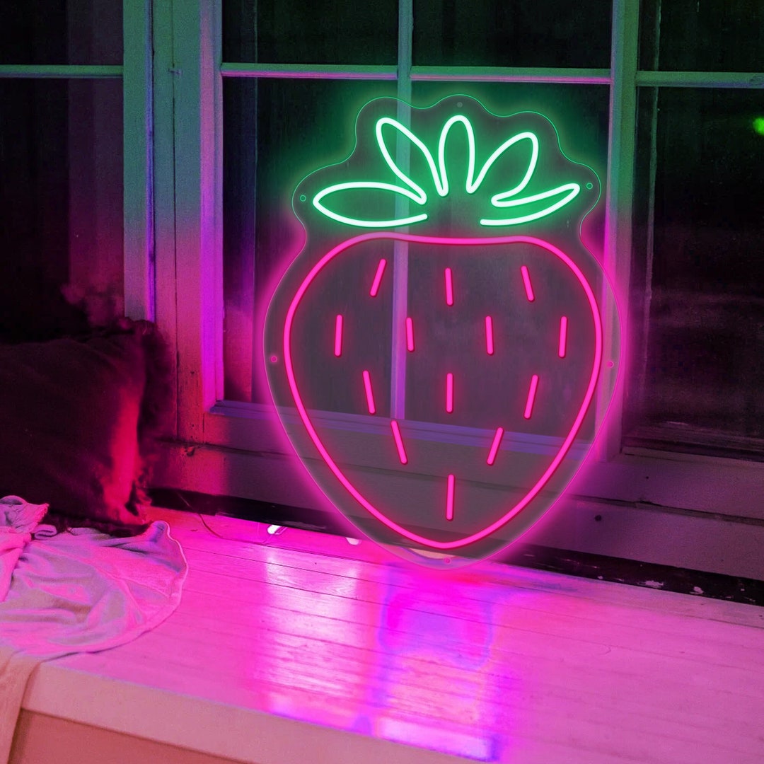 Strawberry Neon Sign Light Strawberry Led Neon Sign Light - Etsy