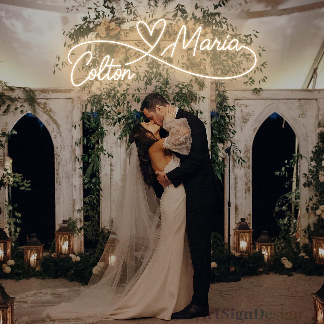 Custom Initial With Heart Wedding Neon Sign ,custom Initials Wedding ...