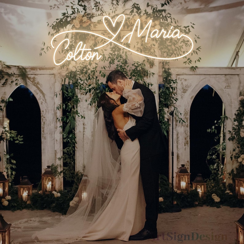 Custom Initial With Heart Wedding Neon Sign ,custom Initials Wedding ...