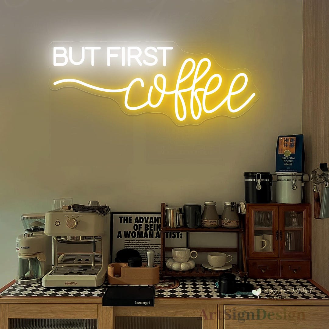But First Coffee Neon Art, Cafe Bar Decor, Shop Wall Decor, Gift for ...