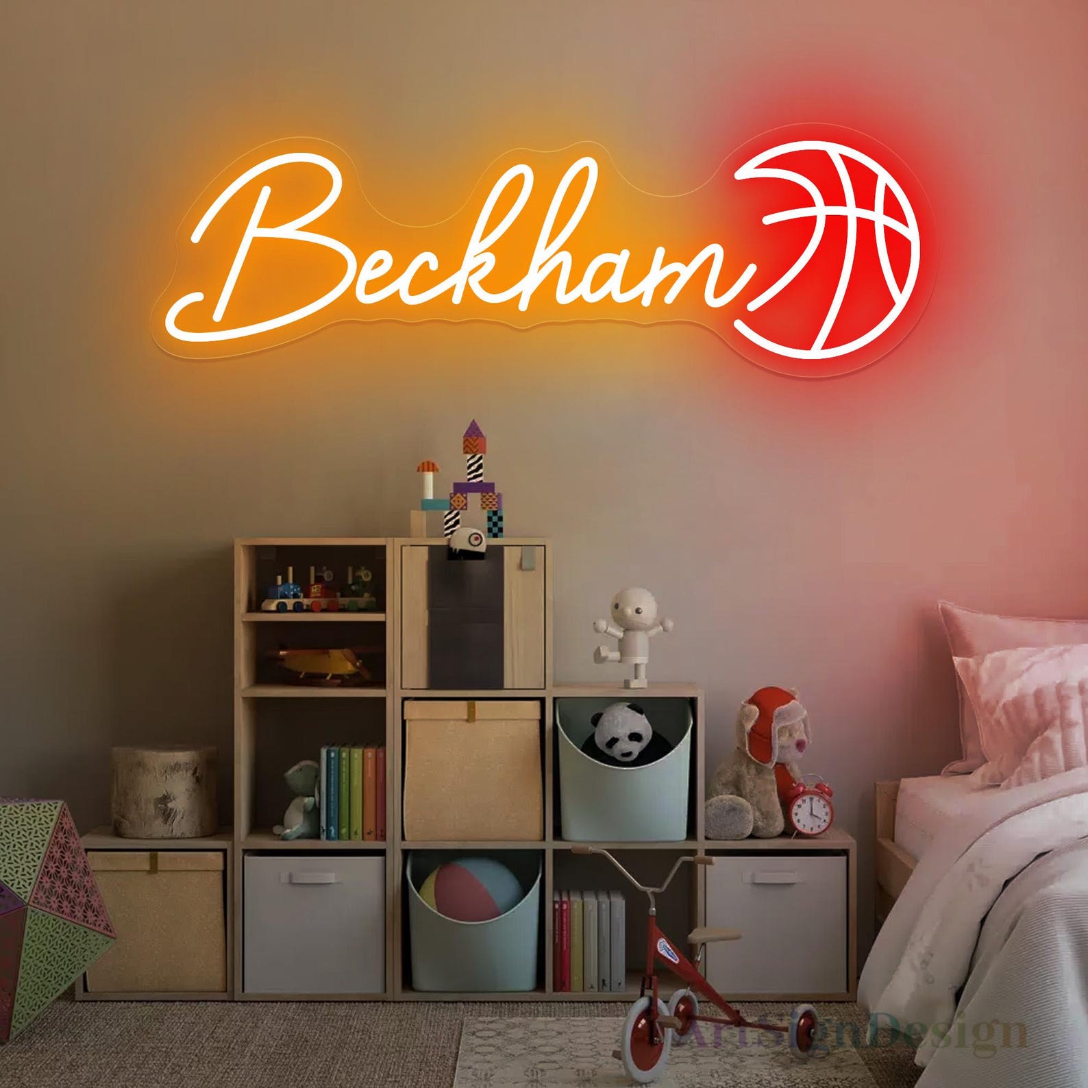 Custom Sport Ball Name Neon Sign for Kids Bedroom, Basketball ...