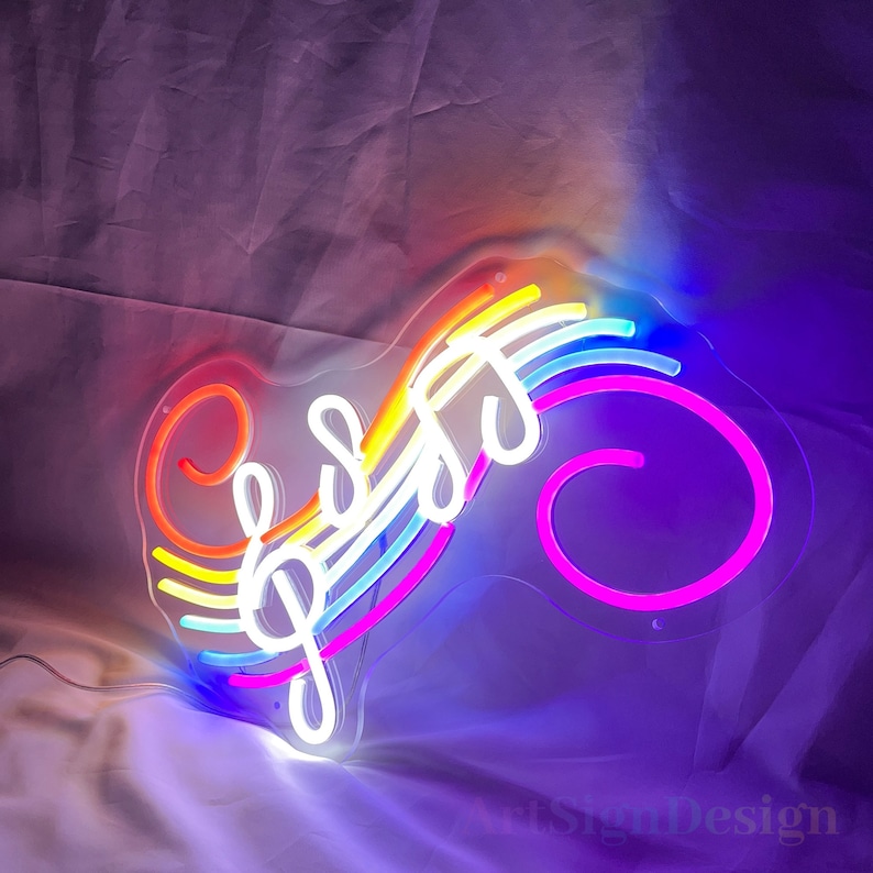 Music Flow Neon Sign, Custom Music Notes on Stave Led Sign, Live Music ...