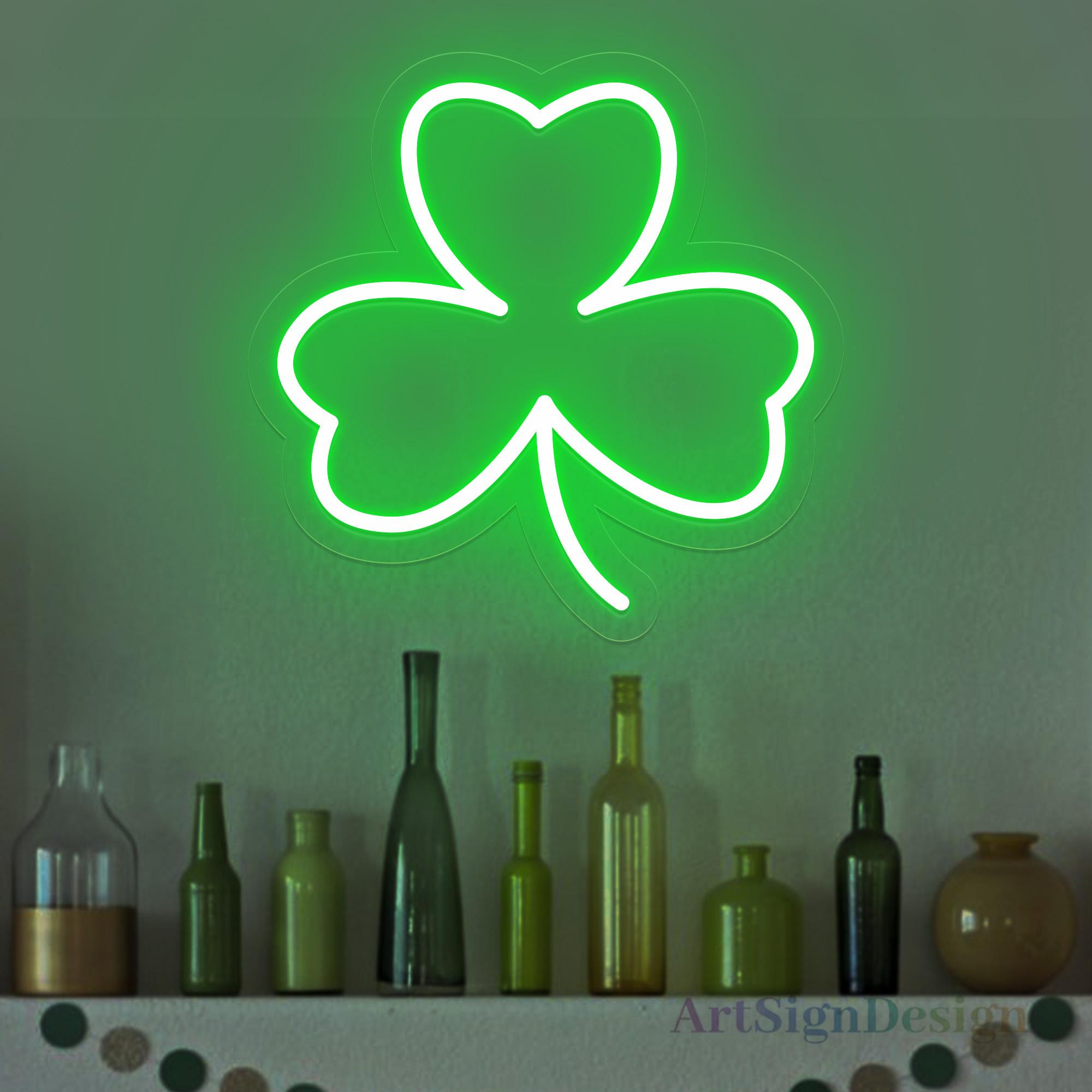 Clover Leaf Neon Sign, Custom St. Patrick's Day Shamrock LED Neon Light ...