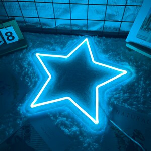 Blue Star Neon Sign, Star Space Kid Room Wall Decor, Star Led Light ...