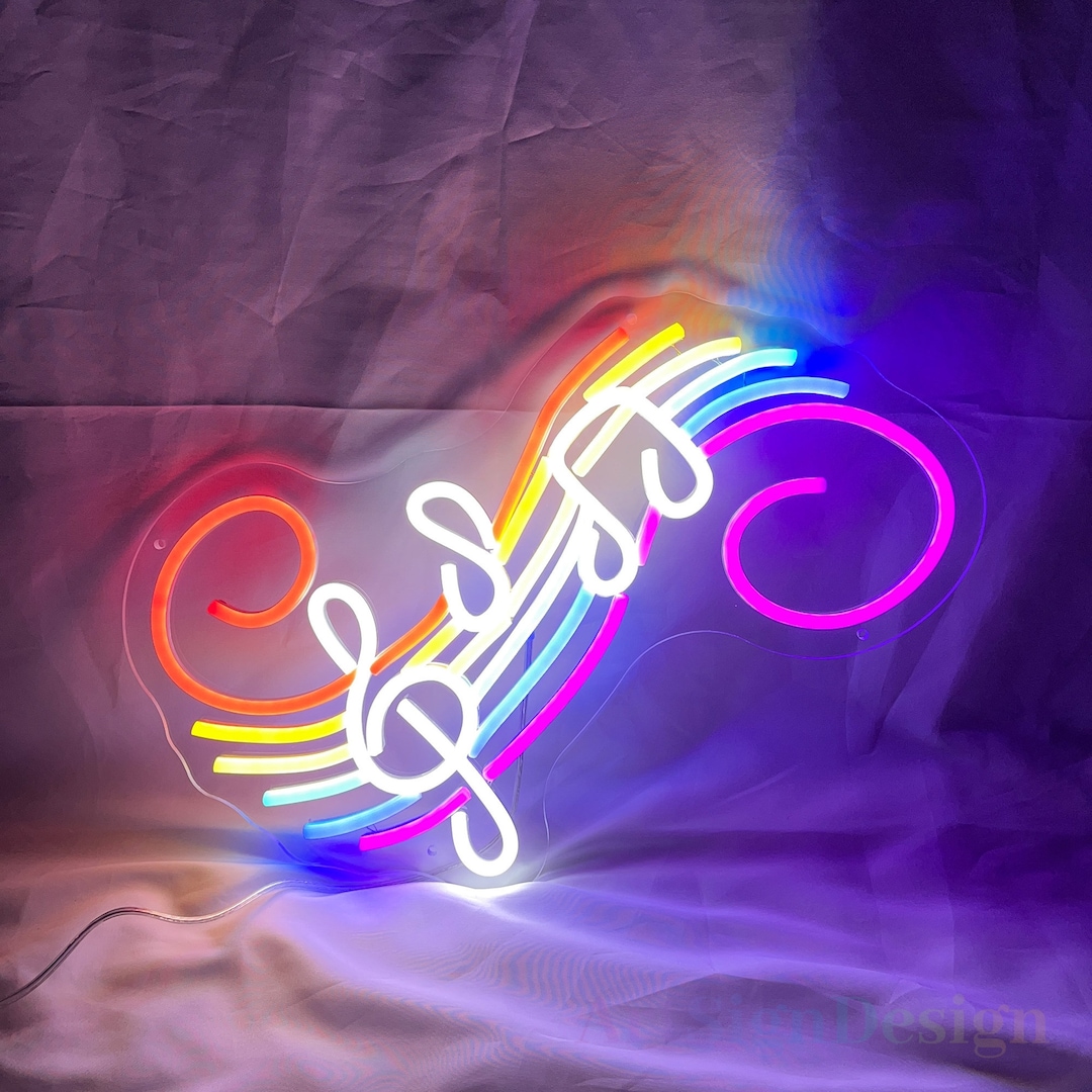 Music Flow Neon Sign, Custom Music Notes on Stave Led Sign, Live Music ...