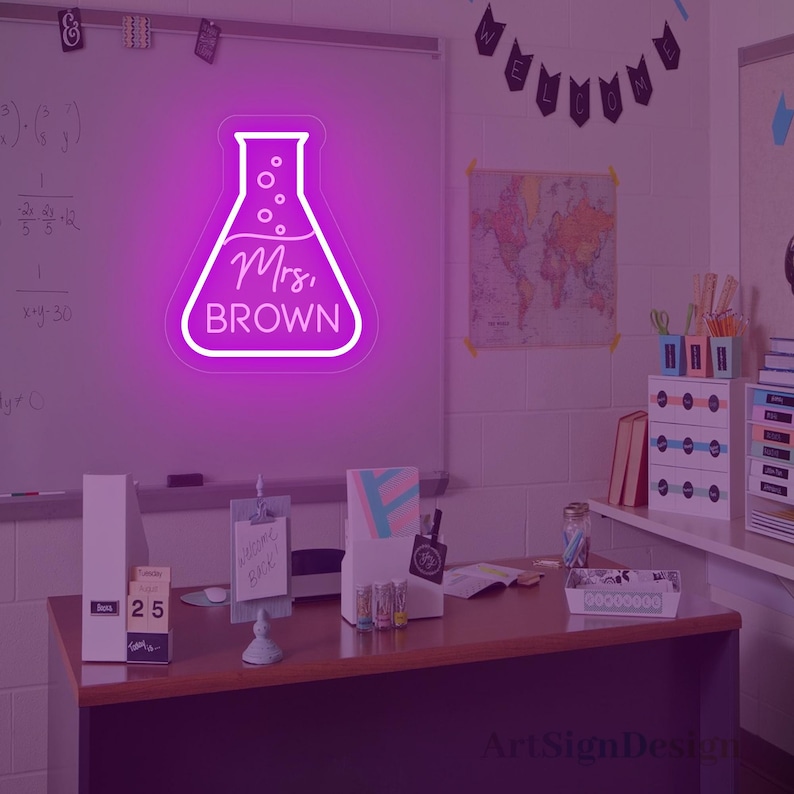 Custom Science Teacher Name Neon Sign,science Classroom Wall Decor ...