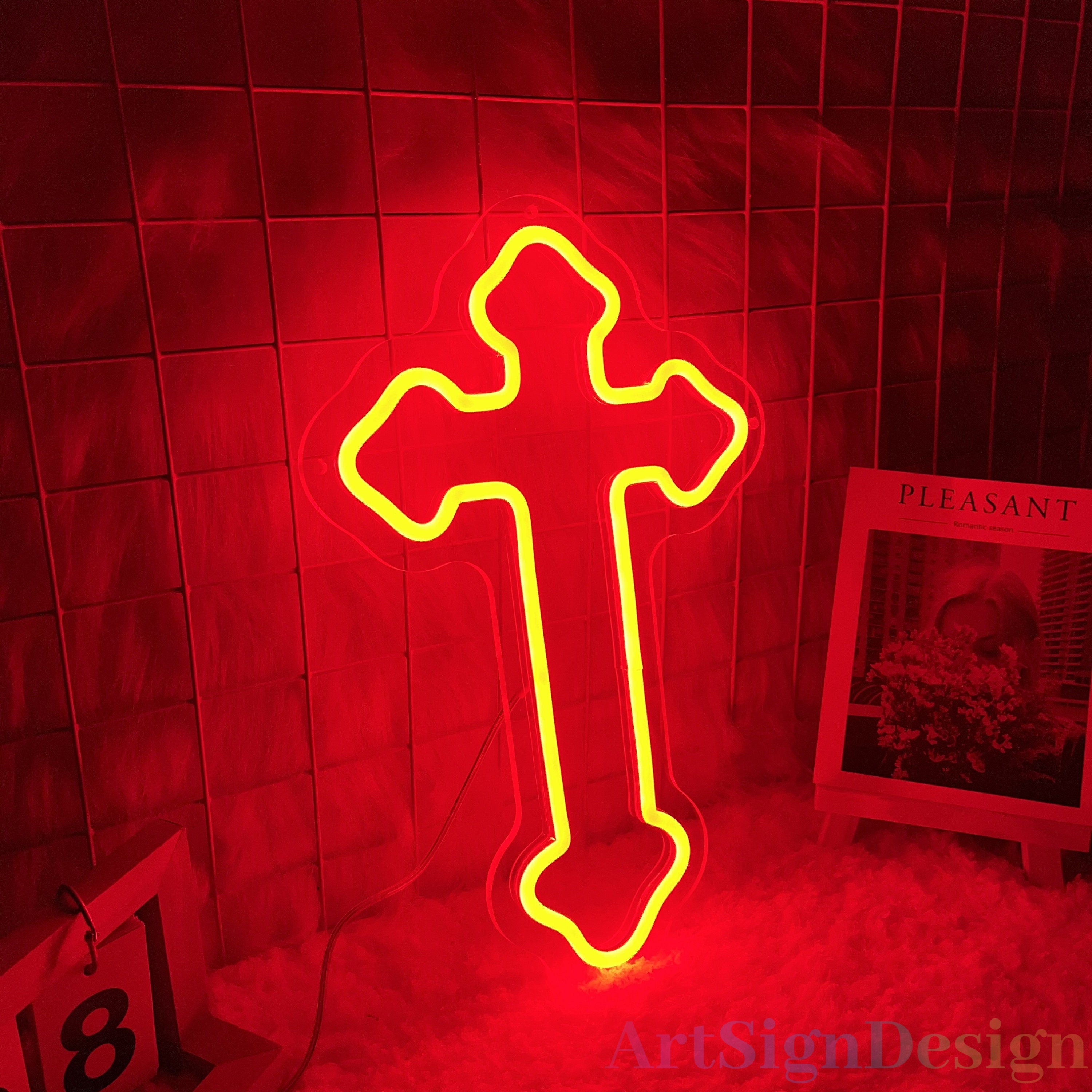 Cross Neon Sign, Holy Cross Neon Light, Christian Cross Symbol, Cross ...