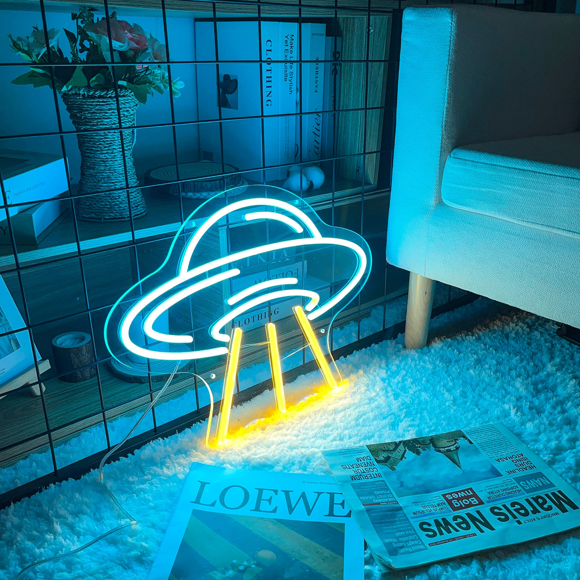 UFO Neon Signs, Custom Neon Sign Bedroom, UFO Sign, Room Party Wall ...