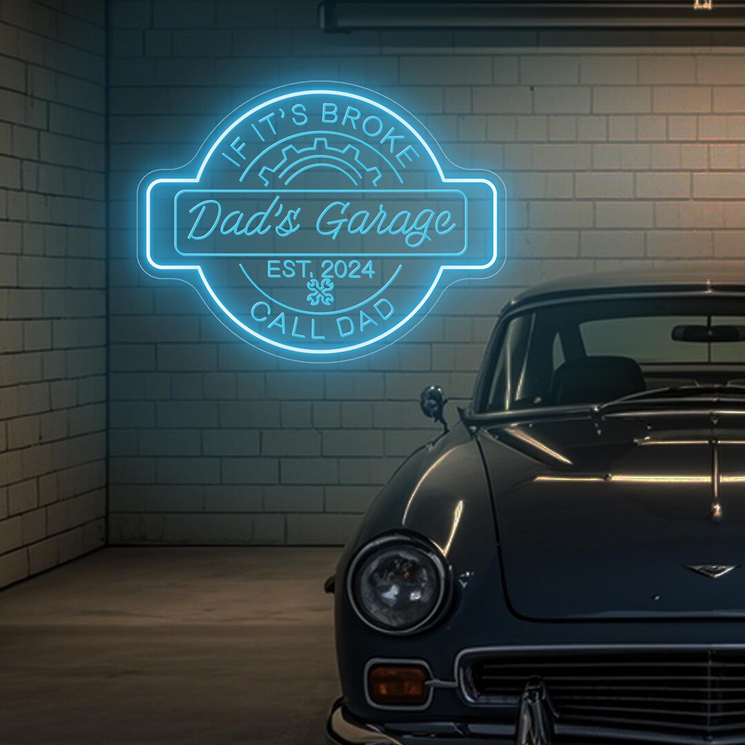 Custom Garage Neon Sign Dad's Garage Decor, Custom Name Garage Sign ...