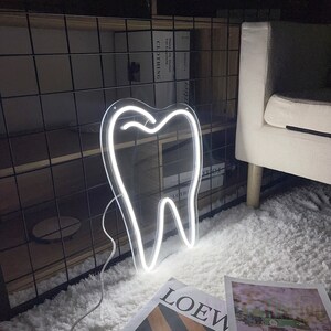 Tooth Neon Sign, White Tooth LED Neon, Medicine LED Light, Dentist ...