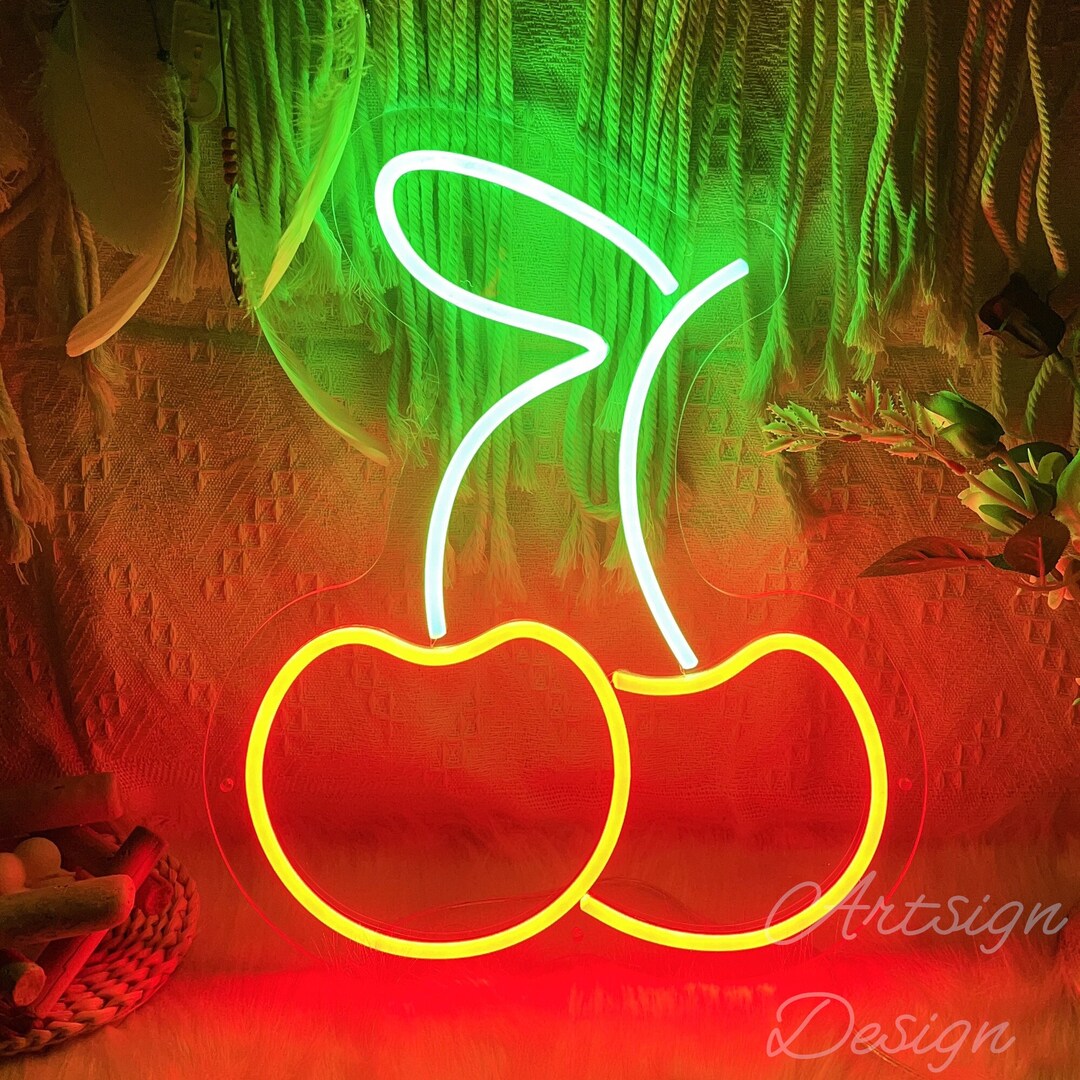 Cherry Neon Sign, Cherry Led Sign, Fruits Neon Sign Kitchen, Cherry ...