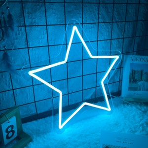 Blue Star Neon Sign, Star Space Kid Room Wall Decor, Star Led Light ...