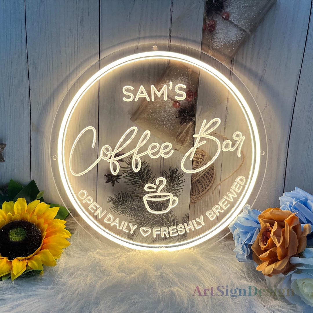 Custom Coffee Bar Sign for Kitchen |custom Coffee Decor |carved Neon ...