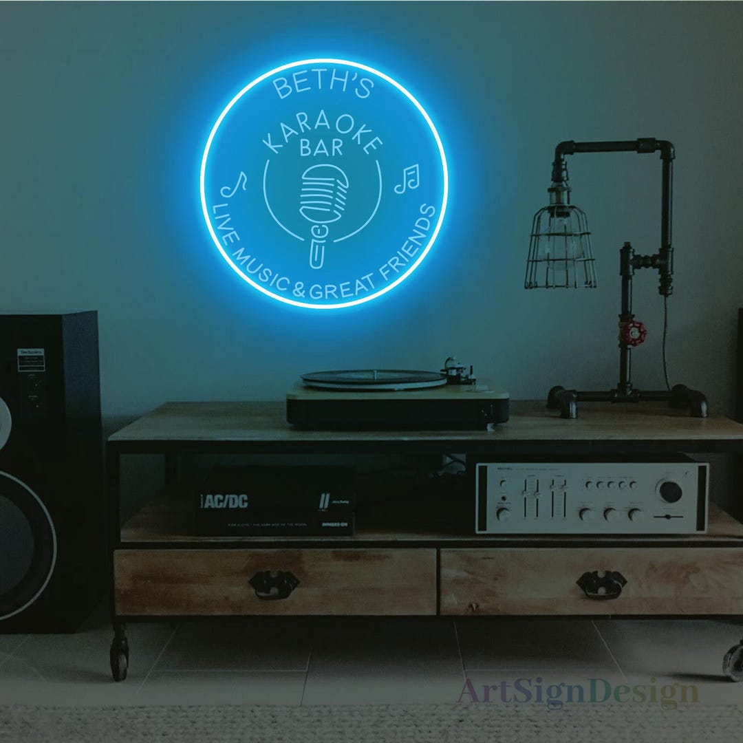 Personalized Neon Karaoke Bar Sign, Custom Neon Sign, Personalized ...