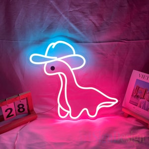 Dinosaur Cowboy Neon Sign - Etsy UK